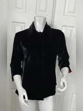 Johnny Was | Jackets & Coats | Silk Johnny Was Black Velvet Blazer With ...